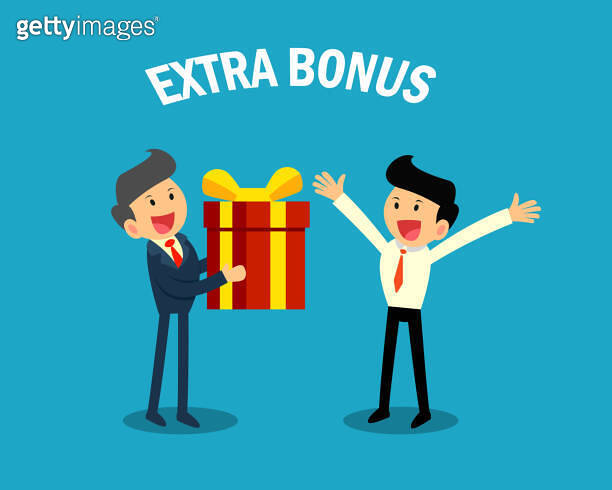boss giving extra bonus to businessman. business celebration concept ...