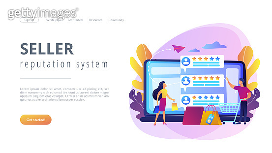 Seller reputation system concept landing page. 이미지 (1133029979) - 게티이미지뱅크