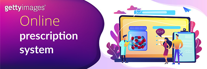Online prescription system concept banner header. (1144992387) - 게티이미지뱅크