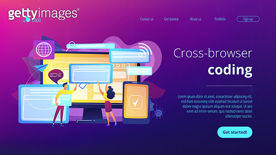 Cross-browser compatibility concept landing page. 이미지 (1132814377) - 게티 ...