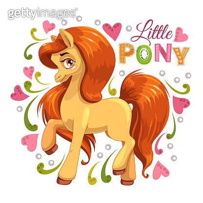 Beautiful cartoon pony girl. Vector pretty horse illustration 이미지 ...