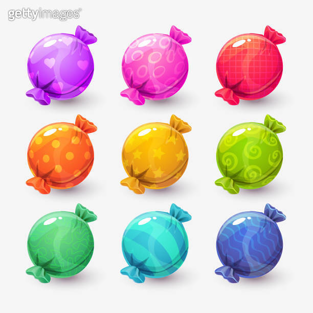 Vector cute cartoon colorful round wrapped candies (1172414473) 일러스트 ...