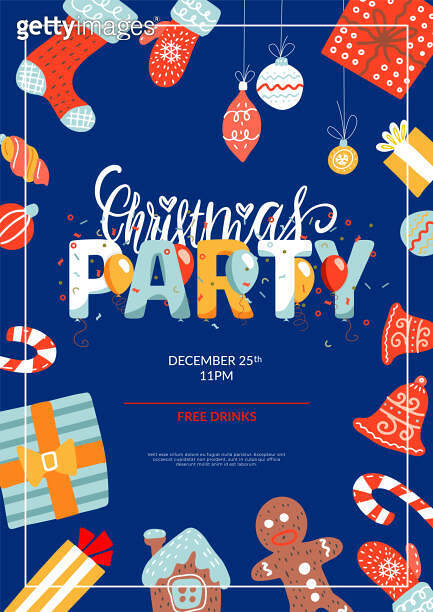 Merry Christmas party layout A4 poster or flyer template. Christmas ...
