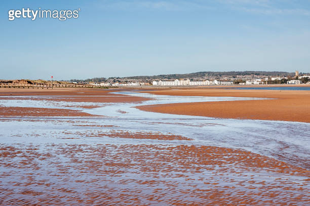 Dawlish Warren Beach in South Devon Near Exeter, UK. Exmouth is visible ...