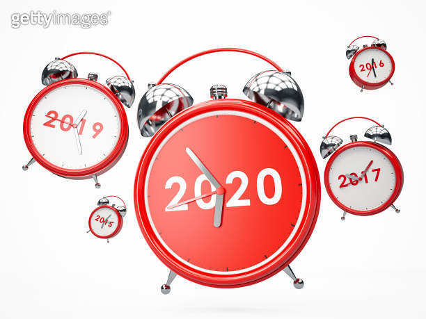New Year Clock 2020 Concept with Alarm Clocks 이미지 (1169643025) - 게티이미지뱅크