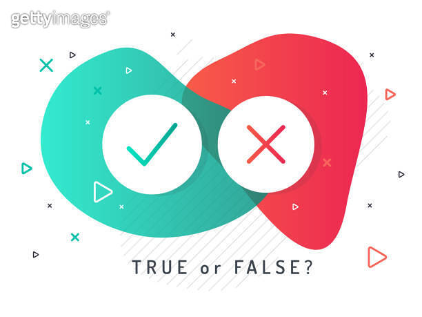 Set of trendy flat check mark and cross icons. True or false? Vector ...