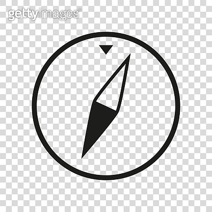 Simple black Compass icon in flat style, nautical tool on transparent ...