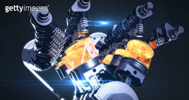 High Tech V8 Diesel Engine With Explosions - 3D Illustration Render 이미지 ...