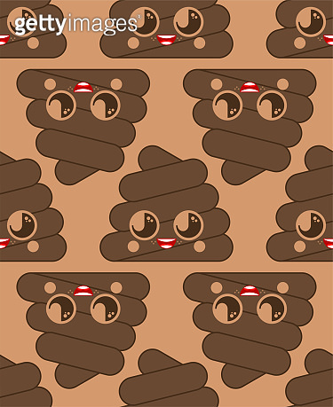 Cute poop Cartoon pattern seamless. Kawaii turd background. Children ...