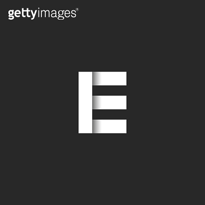 Bold letter E logo monogram paper cut style, business card simple black ...