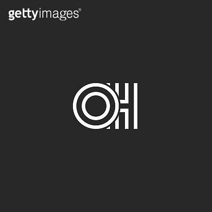 Monogram initials OH letters logo, overlapping two symbols O and H ...