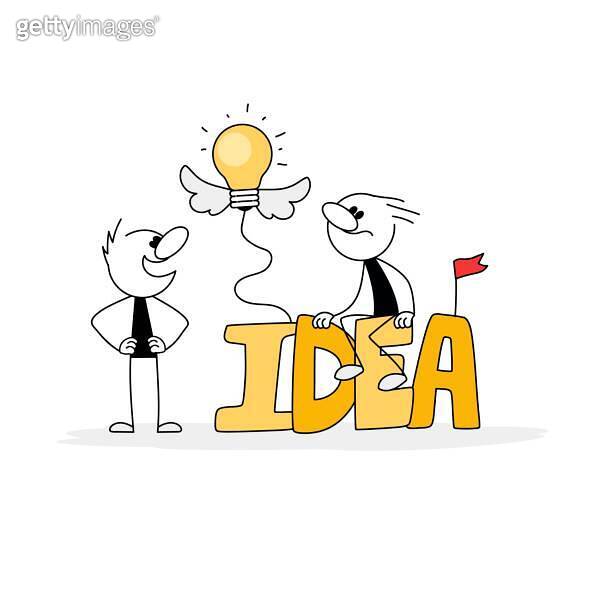 Doodle stick figure: Sketch of word Idea with happy people. (1186584631 ...
