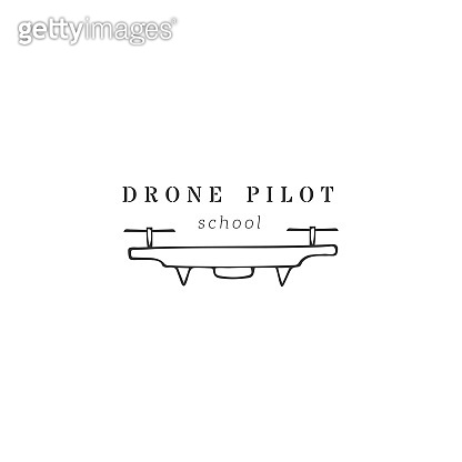 Hand drawn vector label template. Drone, remote sensing application ...
