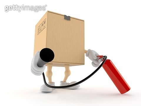Package character holding fire extinguisher (1155271707) - 게티이미지뱅크