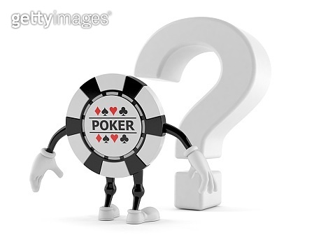 Gambling chip character looking at question mark symbol 이미지 (1173116187 ...