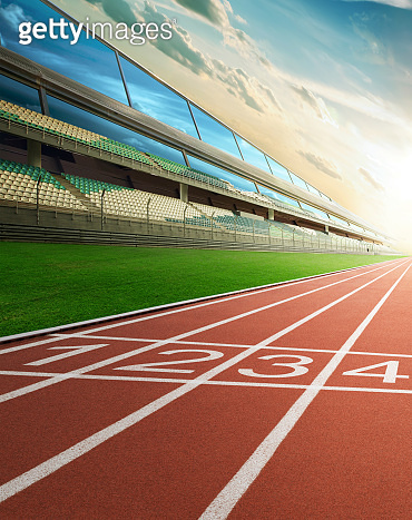 View of the infinity empty athlete running track 이미지 (1175254296) - 게티이미지뱅크