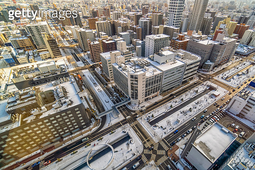 Sapporo city downtown skyline cityscape of Japan sunset (1273400449 ...