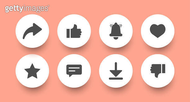 Round buttons.Button templates for web with shadow. Like, share ...