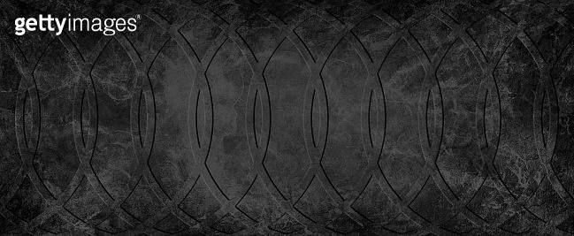 black background paper with marbled texture and old embossed circle ...