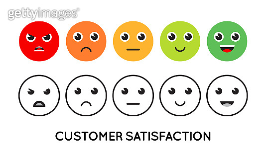Satisfaction Rating. Set of Feedback Icons in form of emotions ...