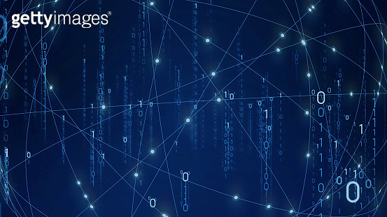 Digital transformation concept. Binary code. Programming. Quantum ...