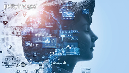 AI (Artificial Intelligence) concept. Deep learning. IoT (Internet of ...