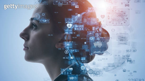 AI (Artificial Intelligence) concept. Deep learning. GUI (Graphical ...