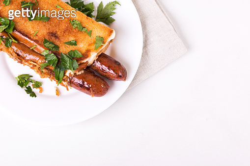 Double hot dogs with french brioche buns and caramelized onions ...