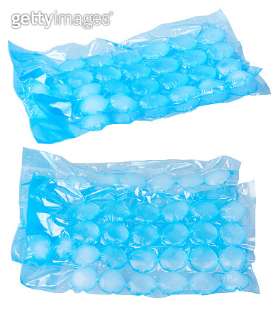 Blue plastic packaging ice bags for home water freezing. 이미지 ...