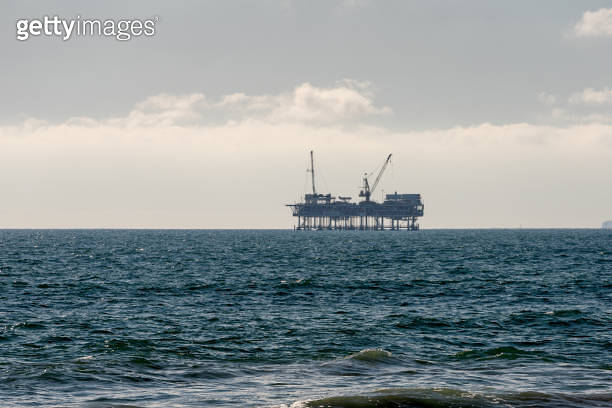 Off-Shore Drilling Fracking Oil and Gas Rig in the Pacific Ocean Near ...