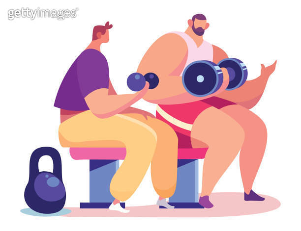 Man shake muscle, training for male concept and vector illustration on ...