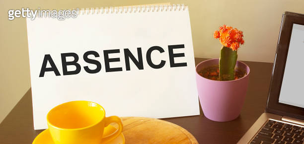 Text sign showing ABSENCE text .Concept (1224239978) - 게티이미지뱅크