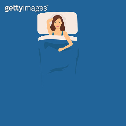 Cartoon Color Character Girl and Healthy Sleep Concept. Vector ...
