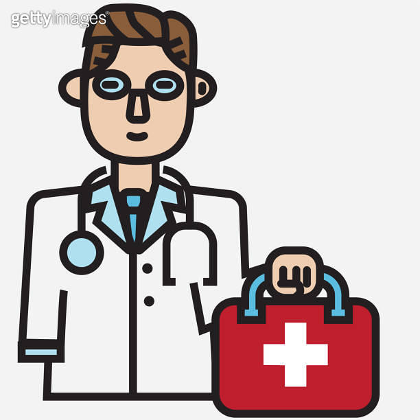 Field doctor and First aid kit icon vector for web design, book ...