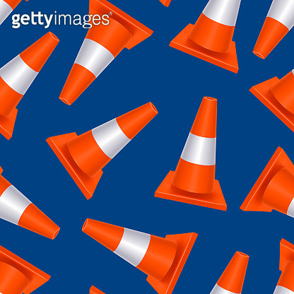 Realistic 3d Detailed Plastic Traffic Cones Seamless Pattern Background ...