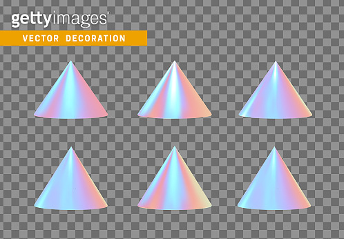 Cone. Geometric vector 3d Cone Pyramid, hologram gradient color. The ...