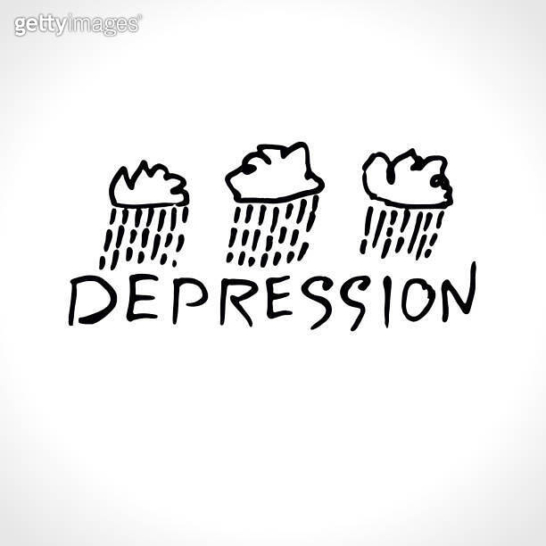 Depression vector logo. Mental health conceptual sketch illustration ...