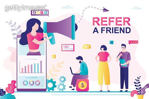 Refer a friend concept banner. Friend Sharing Referral Code ...