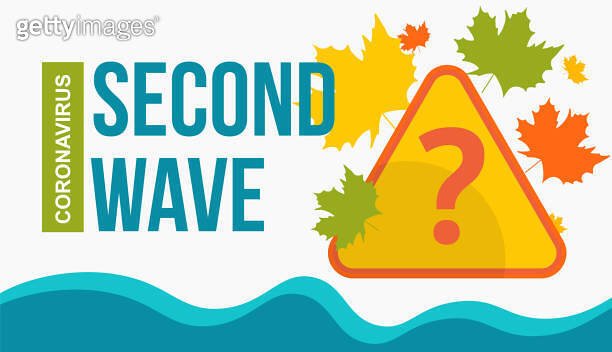 Banner Second wave coronavirus covid-19 in autumn. For announcements ...