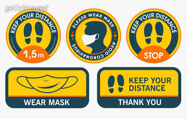 Floor stickers. Collection of Social distancing for print. Please Keep ...