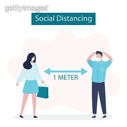 Social Distancing, two people keeping distance for infection risk and ...