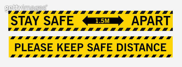 Stay safe 1.5 meters apart. Please keep safe distance. Line sticker ...