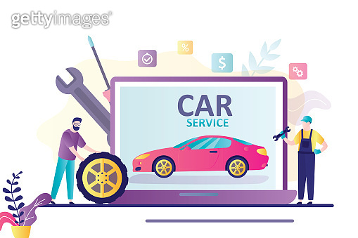 Computer diagnostics of auto malfunctions. Car services concept. Modern ...