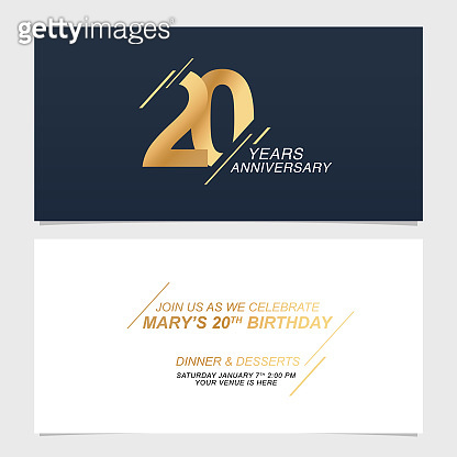 20 years anniversary invitation card vector illustration. Template ...