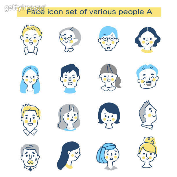 Face icon set for various people 이미지 (1290220933) - 게티이미지뱅크