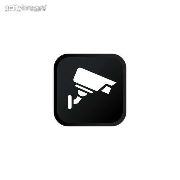 Surveillance camera or security camera icon modern button design black ...