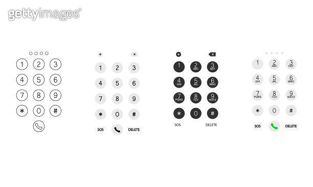 Keypad for phone. Keyboard template in touchscreen device icon set on ...