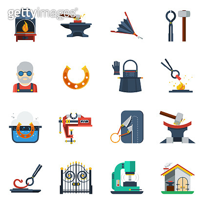 blacksmith icon flat 이미지 (1201135568) - 게티이미지뱅크