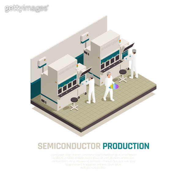 semiconductor chip production isometric composition 이미지 (1201258471) - 게티이미지뱅크