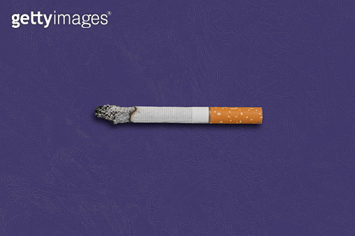 simple abstract smoking burning cigarette isolated on color background ...